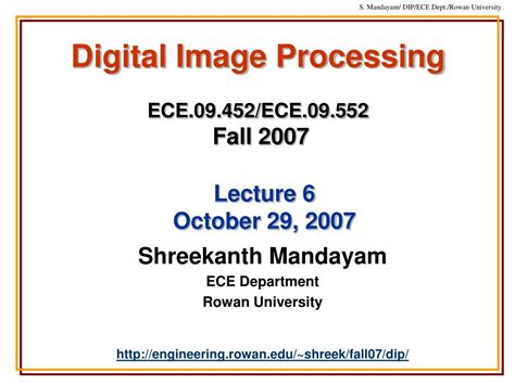 PPT Digital Image Processing ECE 09 452 ECE 09 552 Fall 2007 PowerPoint Presentation ID 601540