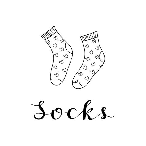 Cute Socks With Lettering Garment Clothing Hosiery Vector Garment