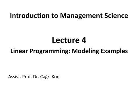 Solution Linear Programming Modeling Examples Lecture 4 Studypool