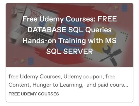 Free Database Sql Queries Hands On Training With Ms Sql Server Sql Sql Server Udemy Coupon