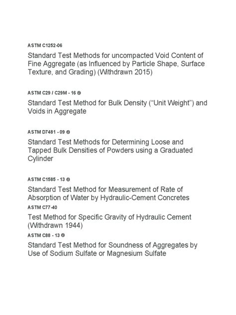 Some Astm Standardsfor Aggregate Tests Pdf