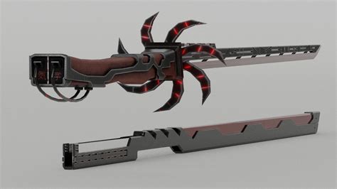 Sci Fi Katana With Scabbard 3d Model By Shadowrazesss