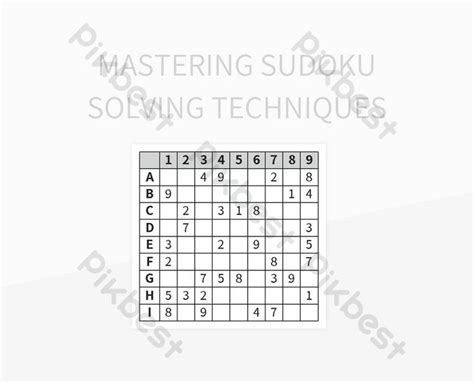 Mastering Sudoku Solving Techniques Excel Template Free Download