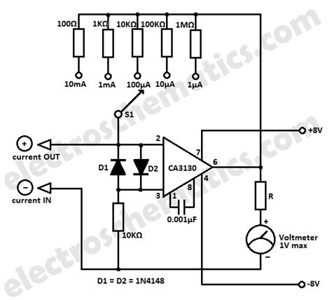 Simple Micro Ampere Meter Circuit ElectroSchematics
