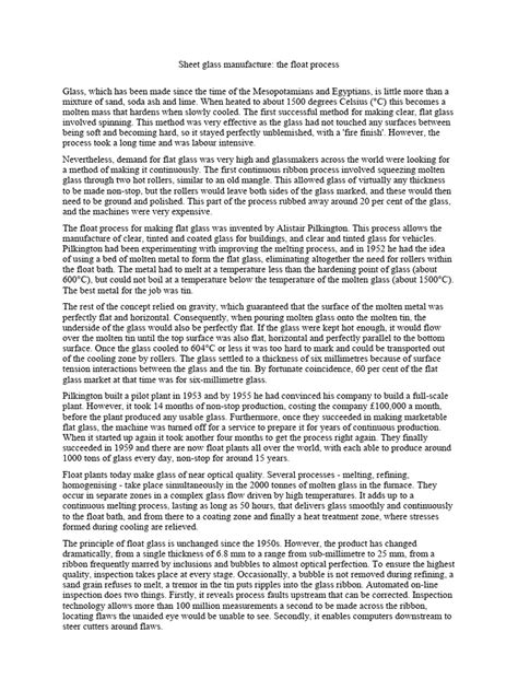 Sheet Glass Manufacture Writing Skill Pdf Glasses Melting