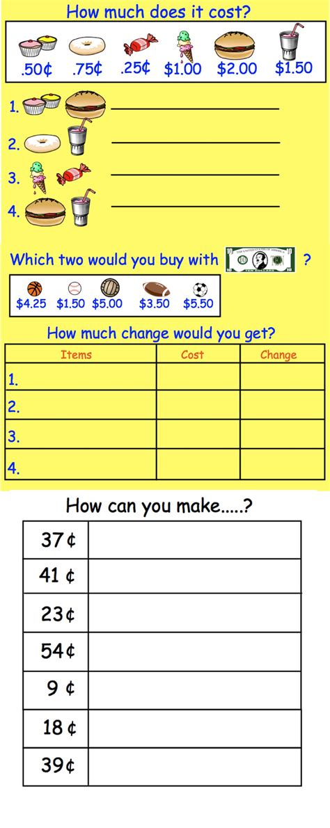 Money Math Worksheets For Free