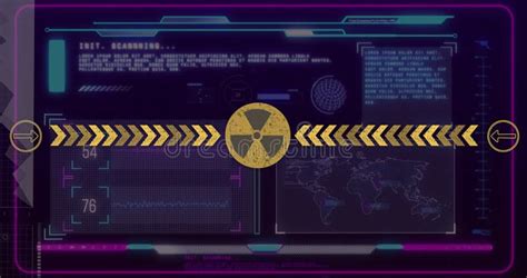 Displaying Animation Of Radiation Symbol On Futuristic Interface With