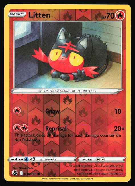 2022 Pokemon Silver Tempest Litten On Kronozio
