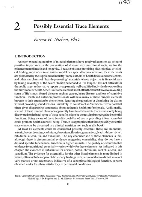 Pdf Possibly Essential Trace Elements