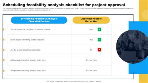 Scheduling Feasibility Analysis Checklist For Project Feasibility Assessment To Improve Ppt Example