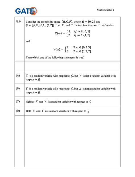 Gate 2023 Statistics Question Papers Gate 2023 Statistics Question Papers