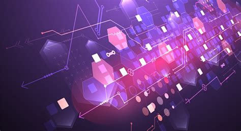 추상 회로 기판과 육각형 통하고 있는 Gradient Color Background 하이테크 디지털 기술 개념 추상적인에 대한 스톡 벡터 아트 및 기타 이미지 Istock