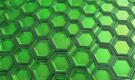 Close Up View Repeating Pattern Green Hexagonal Shapes Creating Visually Striking And Geometric