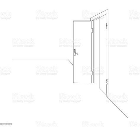 현관 문을 엽니 다 방이나 사무실 입구 연속 선 그리기 벡터 일러스트레이션 문에 대한 스톡 벡터 아트 및 기타 이미지 문 라인아트 드로잉 Istock