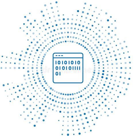 Blue Line Binary Code Icon Isolated On White Background Abstract Circle Random Dots Stock