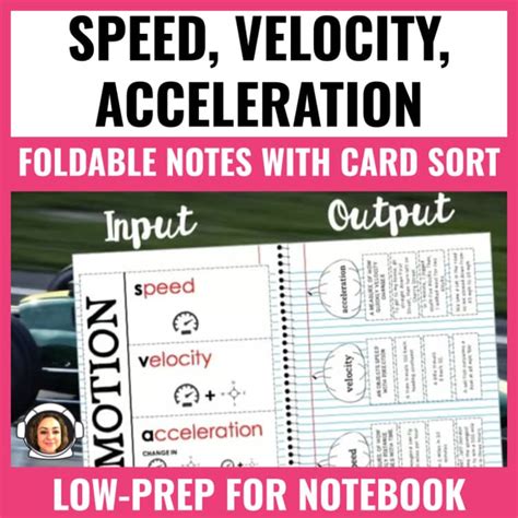 Speed Velocity And Acceleration Foldable Notes Card Sort