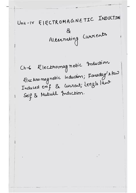 Cbse Class 12 Phyisics Unit 3 Electromagnetic Induction And Alternating Current Chapter 6