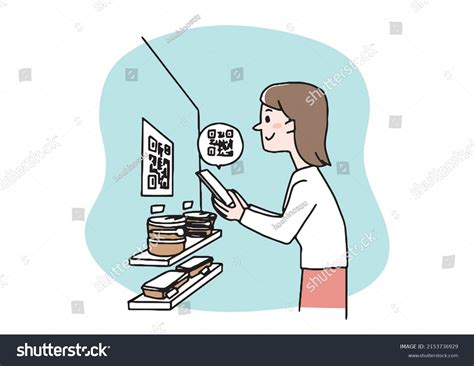 Woman Who Makes Qr Code Payment Stock Vector Royalty Free 2153736929 Shutterstock