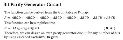 Solved Bit Parity Generator Circuit The Function Can Be Chegg