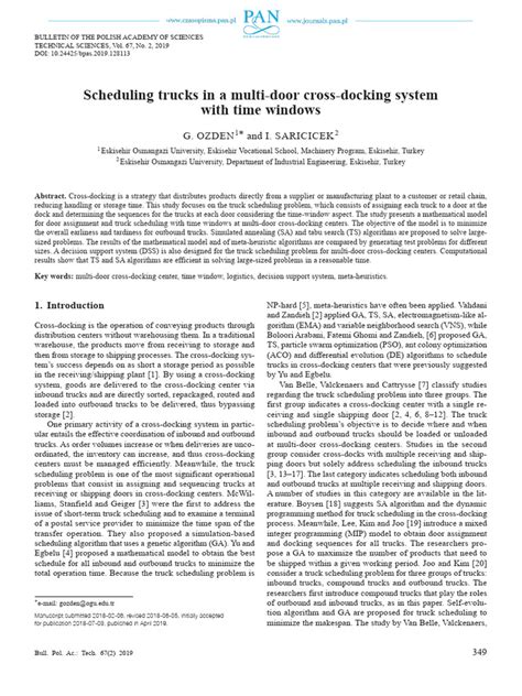 Scheduling Trucks In A Multi Door Cross Docking Sy Pdf Metaheuristic Decision Support System