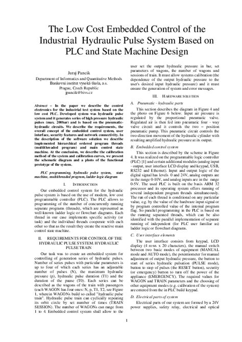 Pdf The Low Cost Embedded Control Of The Industrial Hydraulic Pulse System Based On Plc And