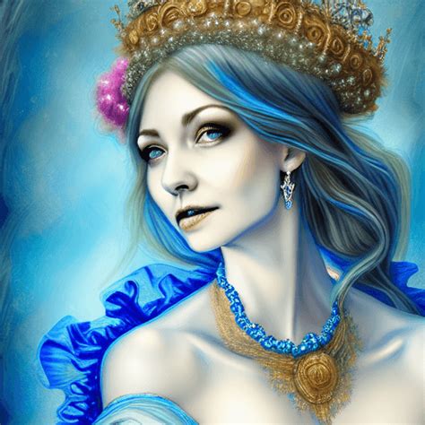 Beautiful Happy Water Goddess Hybrid In An Intricate Victorian Ruffled
