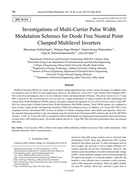 Pdf Investigations Of Multi Carrier Pulse Width Modulation Schemes For Diode Free Neutral
