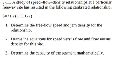 Solved A Study Of Speed Flow Density Relationships At Chegg Com