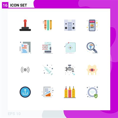 16 Thematic Vector Flat Colors And Editable Symbols Of Api Grade Center A Cart Editable Pack Of
