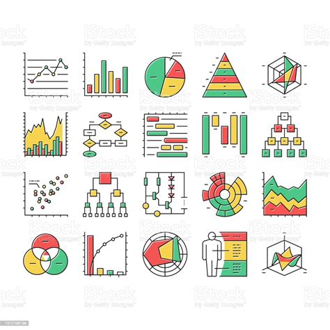 Graph For Analyzing And Research Icons Set Vector Stock Illustration Download Image Now Istock