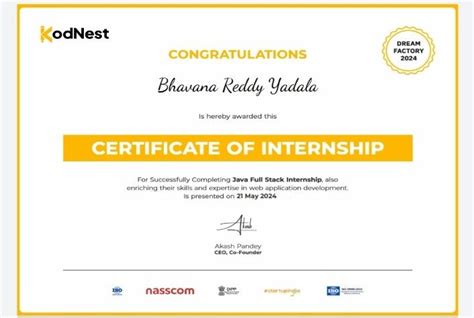 Bhavana Reddy Yadala On Linkedin Java Fullstack Internship Kodnest