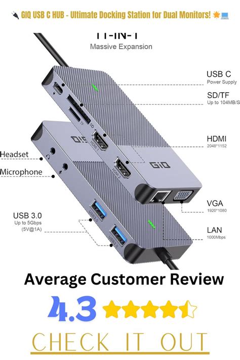 USB Docking Station GIQ USB C HUB USB 3 0 To Dual HDMI VGA Adapter Triple Display USB C Laptop