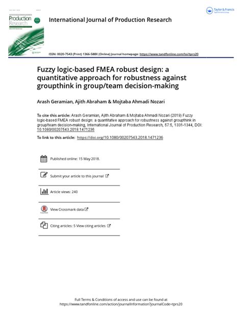 Fuzzy Logic Based Fmea Robust Design A Quantitative Approach For