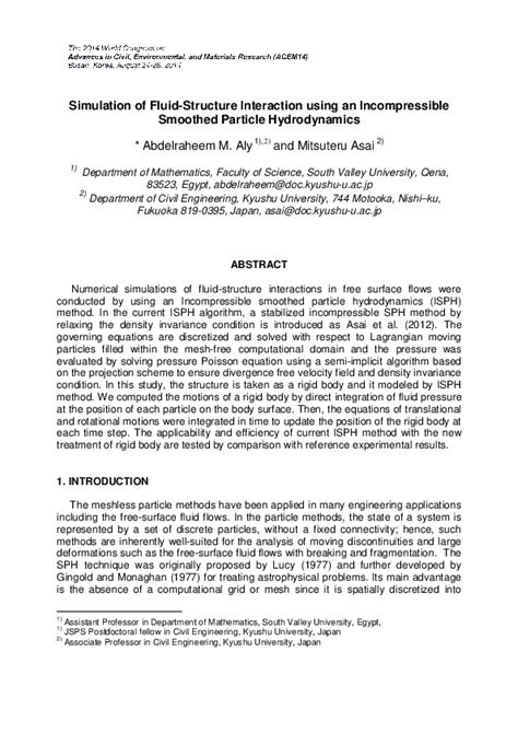 pdf simulation of fluid structure interaction using an incompressible