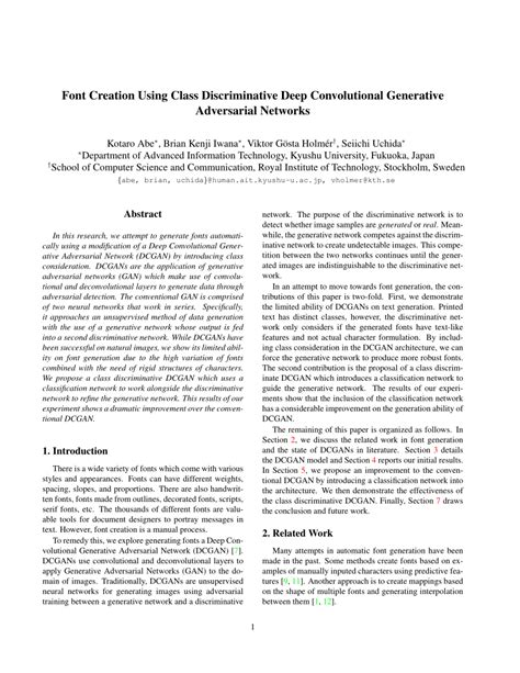 Pdf Font Creation Using Class Discriminative Deep Convolutional Generative Adversarial Networks