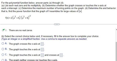 [answered] For The Polynomial Function Below Answer Parts A Through D A
