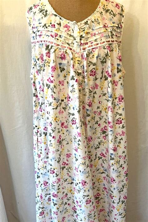 Ella Simone Nightgown Xl Floral 100 Soft Cotton Sleeveless Scoop