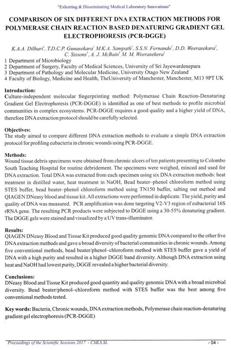 Pdf Comparison Of Six Different Dna Extraction Methods For Polymerase Chain Reaction Based