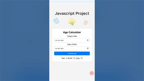 Javascript Age Calculator Project Html Css Js Project Html Css