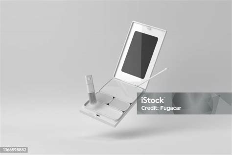 화장품 브러쉬 피부 관리를 위한 흰색 배경에 파우더 3d 렌더 디지털 생성 이미지에 대한 스톡 사진 및 기타 이미지 디지털 생성 이미지 메이크업 화장품 기하 도형