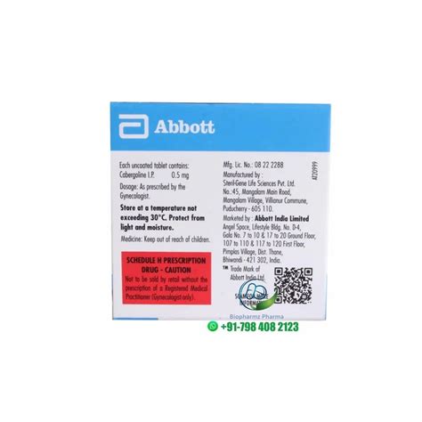 Cabgolin 05 Tablet At ₹ 459strip Of 4 Tablets Pharmaceutical