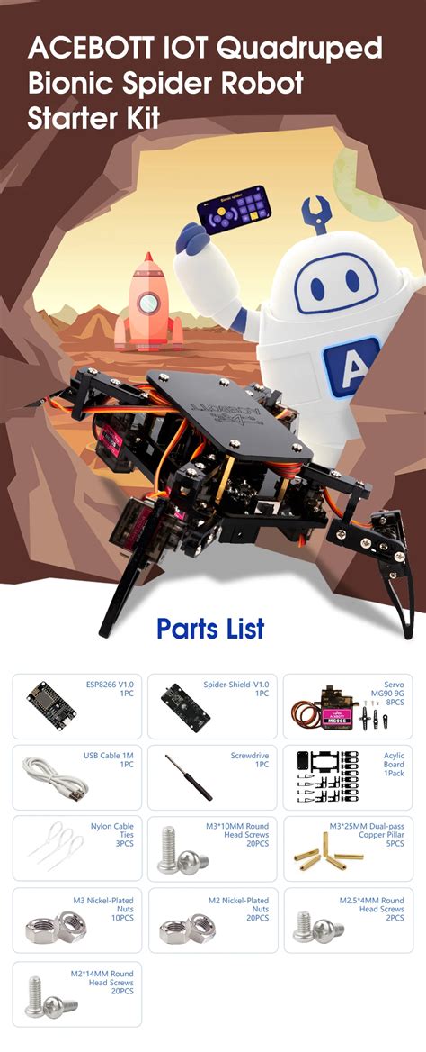 Diy Spider Robot Iot Esp8266 Wifi Wireless Iot Robotic Kit Bionic Quadruped Robot Cc Code