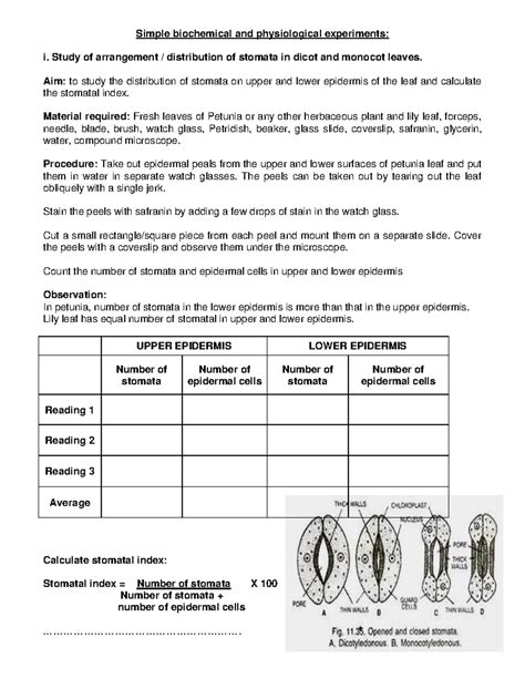 Simple Bio And Phys Experiments Simple Biochemical And Physiological