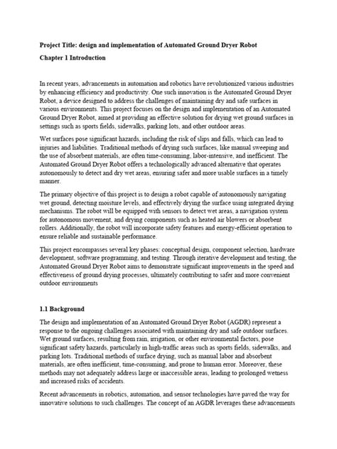 Automated Ground Dryer Robot Pdf Robotics Automation