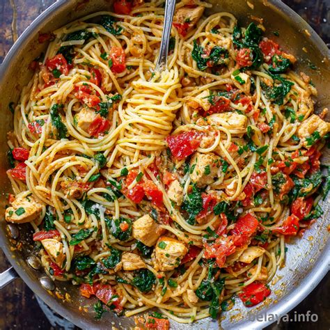 Tomato Spinach Chicken Spaghetti No Cream No Cheese Easy Diy Recipes