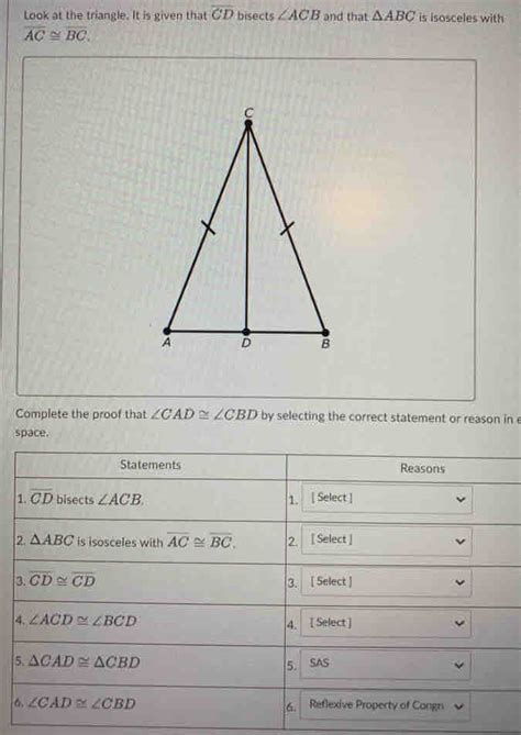 Solved Look At The Triangle It Is Given That Overline Cd Bisects ∠ Acb And That Abc Is Isoscel