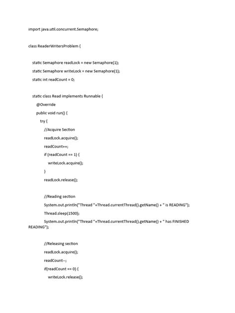 Read Write Problem Program Pdf
