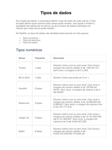 Tipos De Dados 06 Pdf Byte Tipo De Dados