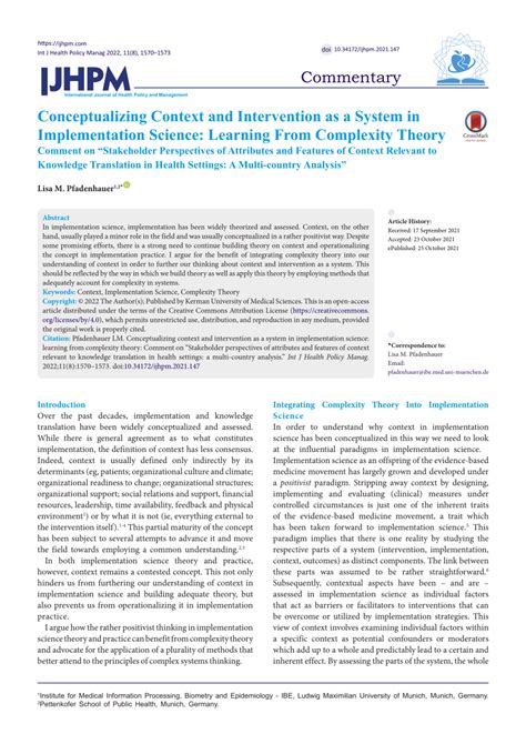 pdf conceptualizing context and intervention as a system in