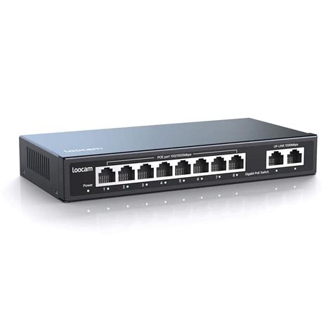 LOOCAM 10 Port Gigabit PoE Switch With 8 100 1000Mbps PoE Port 2 Uplink Gigabit Port LNA